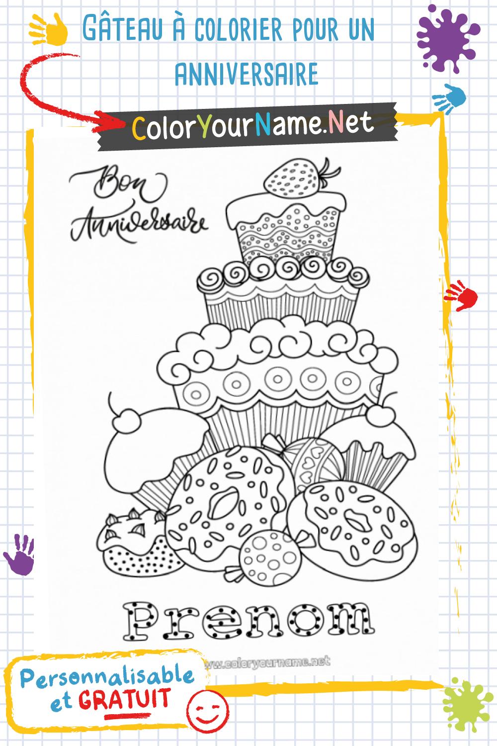 Gâteau à colorier pour un anniversaire