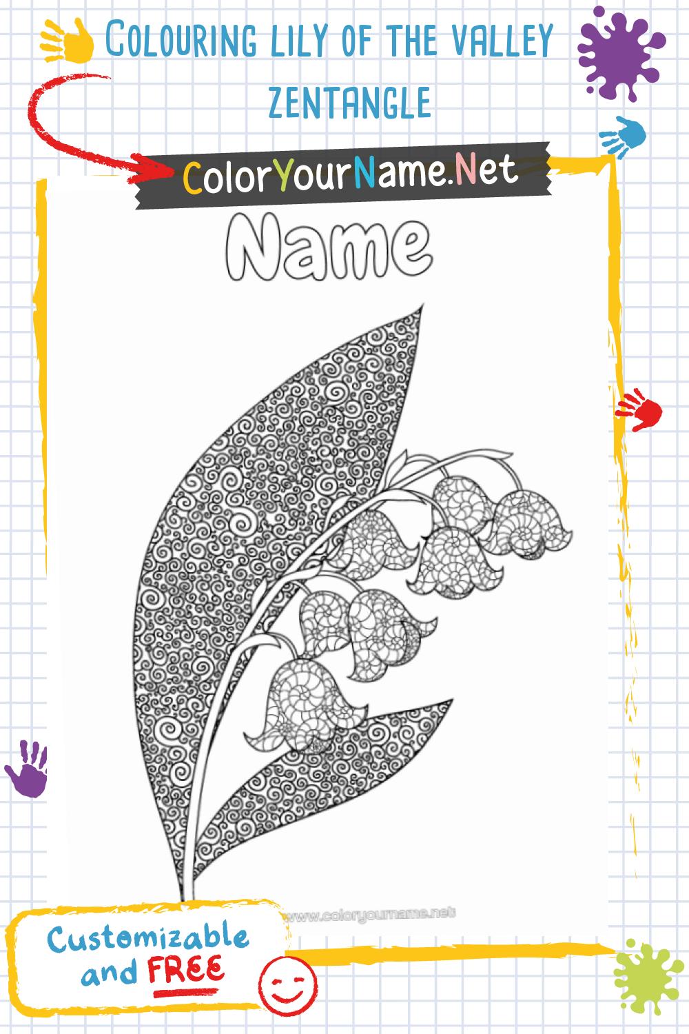 Colouring lily of the valley zentangle
