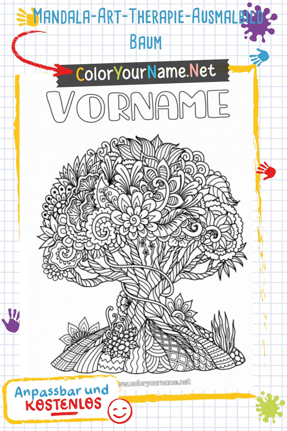 Mandala-Art-Therapie-Ausmalbild Baum