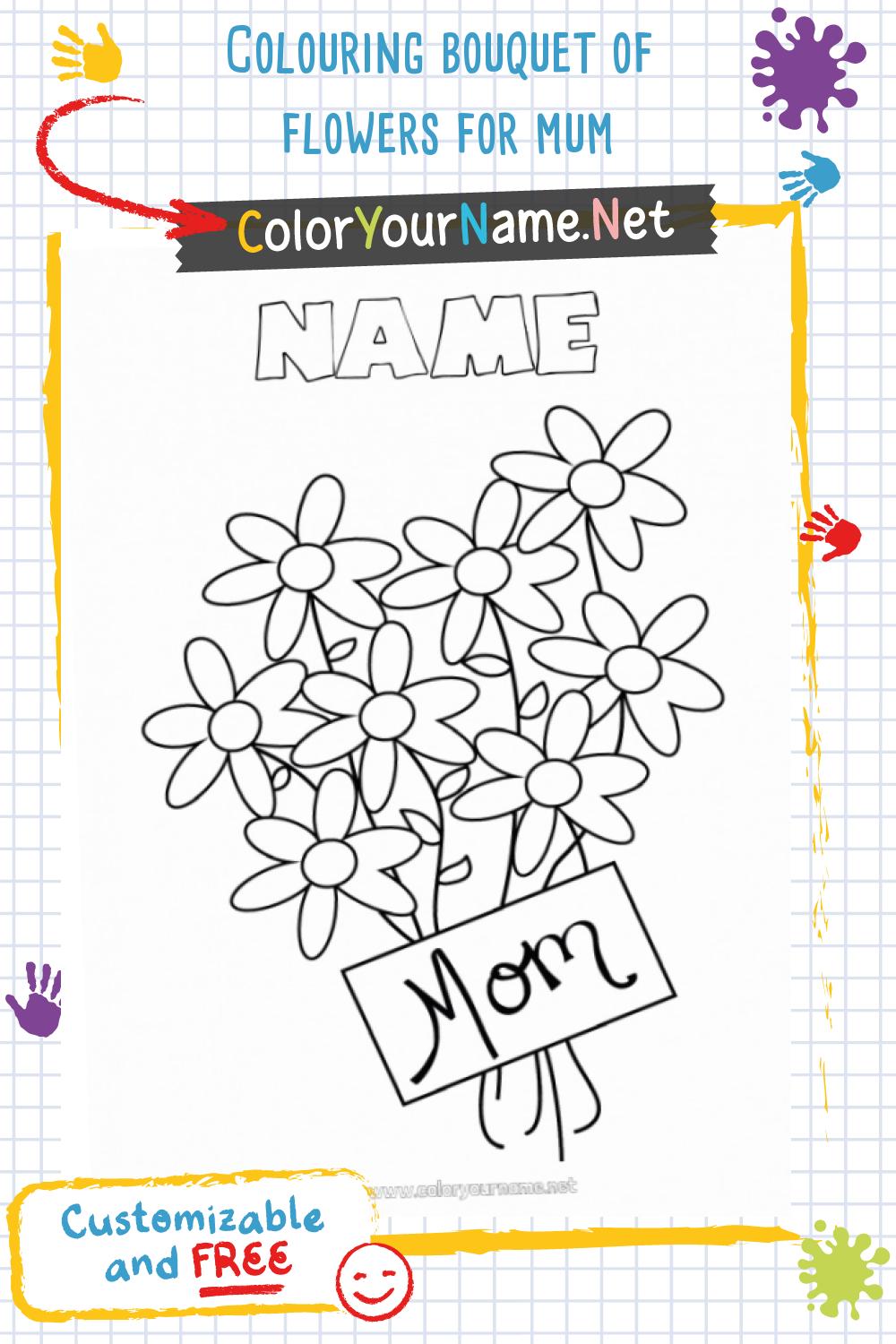 Colouring bouquet of flowers for mum