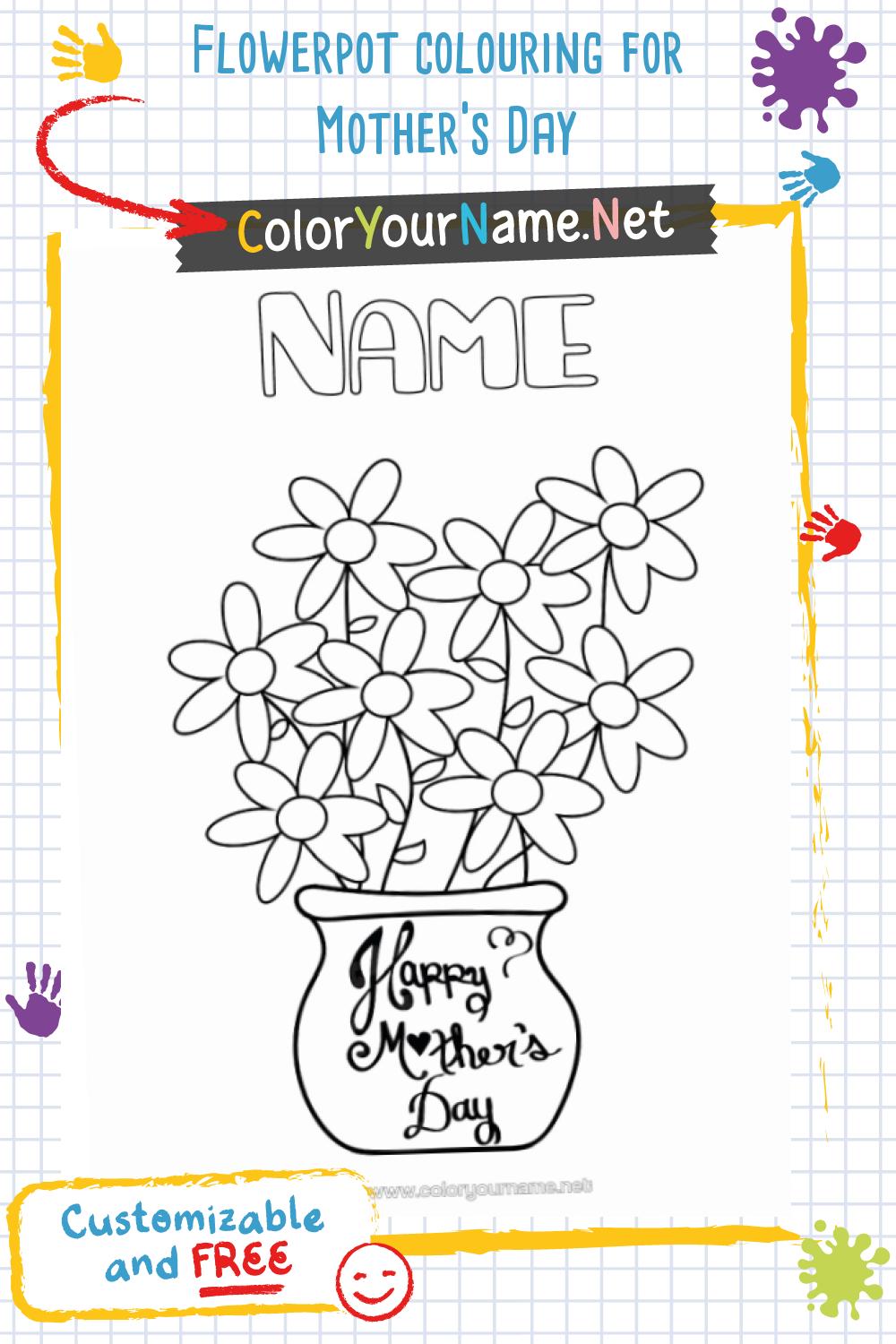 Flowerpot colouring for Mother's Day