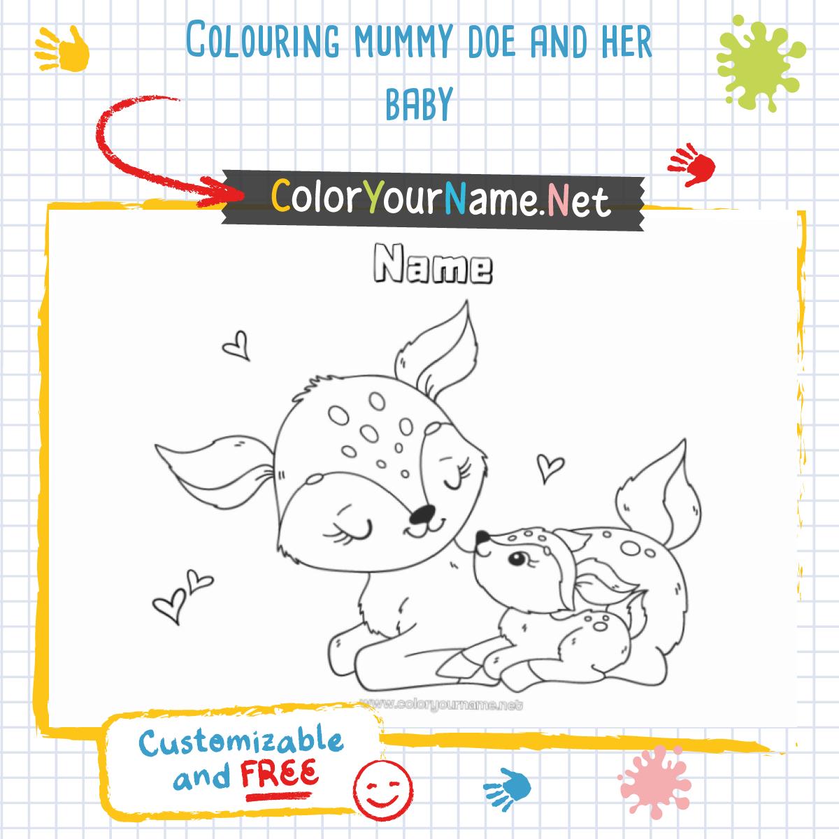 Colouring mummy doe and her baby