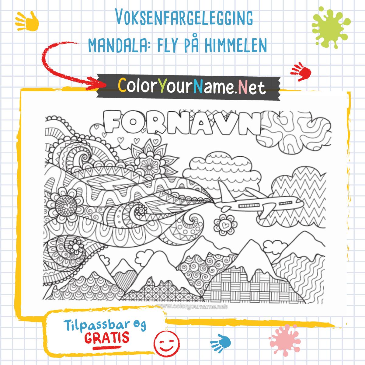 Voksenfargelegging mandala: fly på himmelen