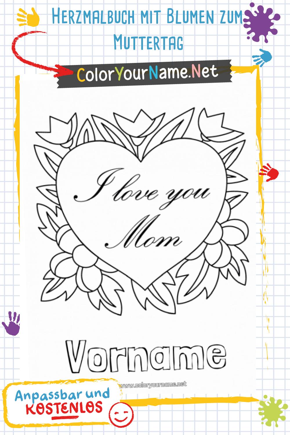Herzmalbuch mit Blumen zum Muttertag