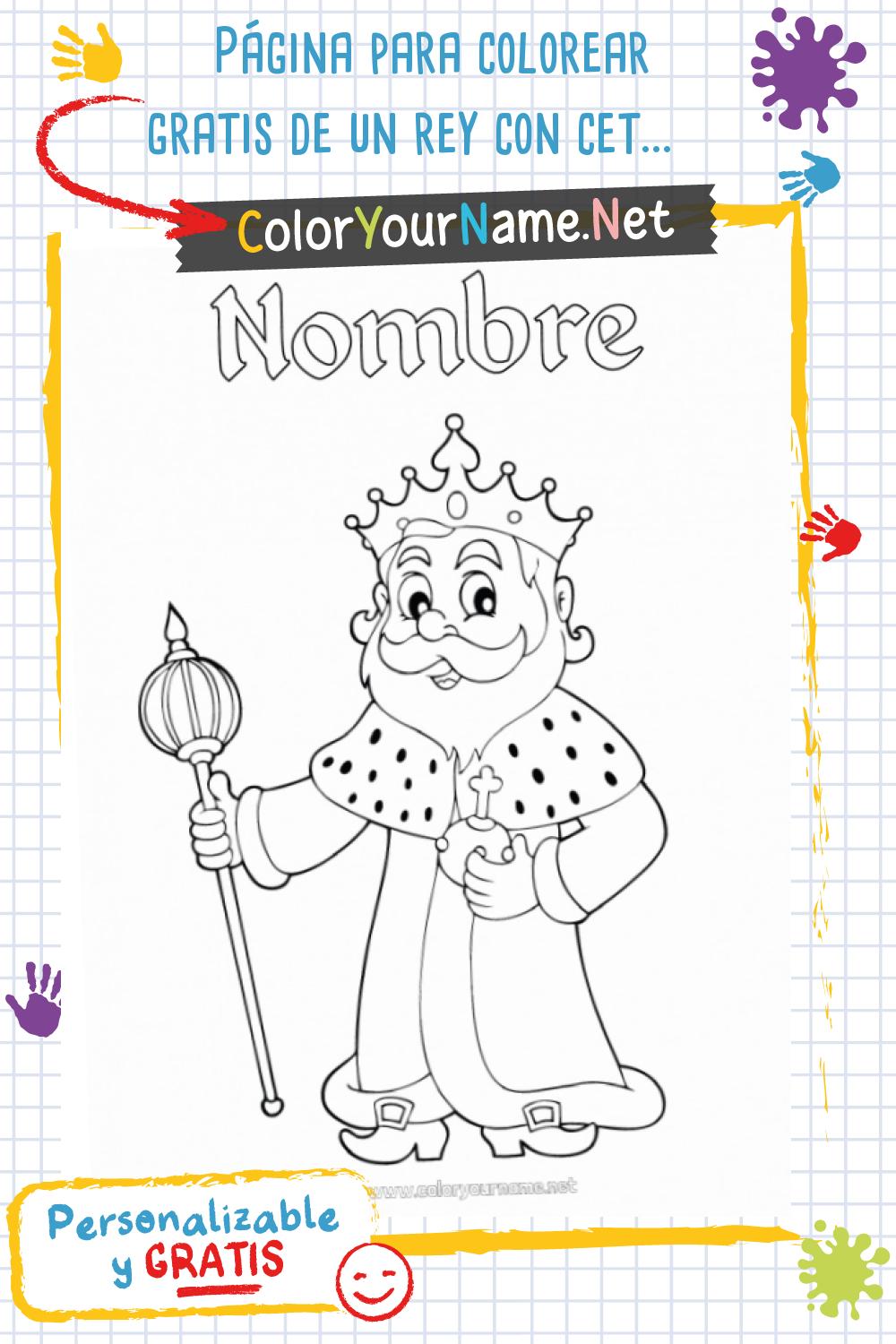 Página para colorear gratis de un rey con cetro, orbe real y manto real