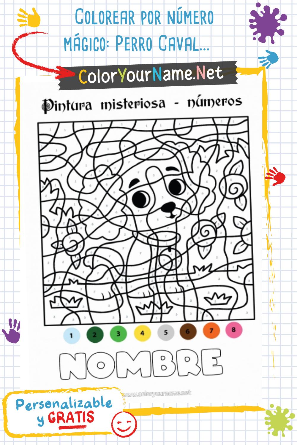 Colorear por número mágico: Perro Cavalier King Charles Spaniel