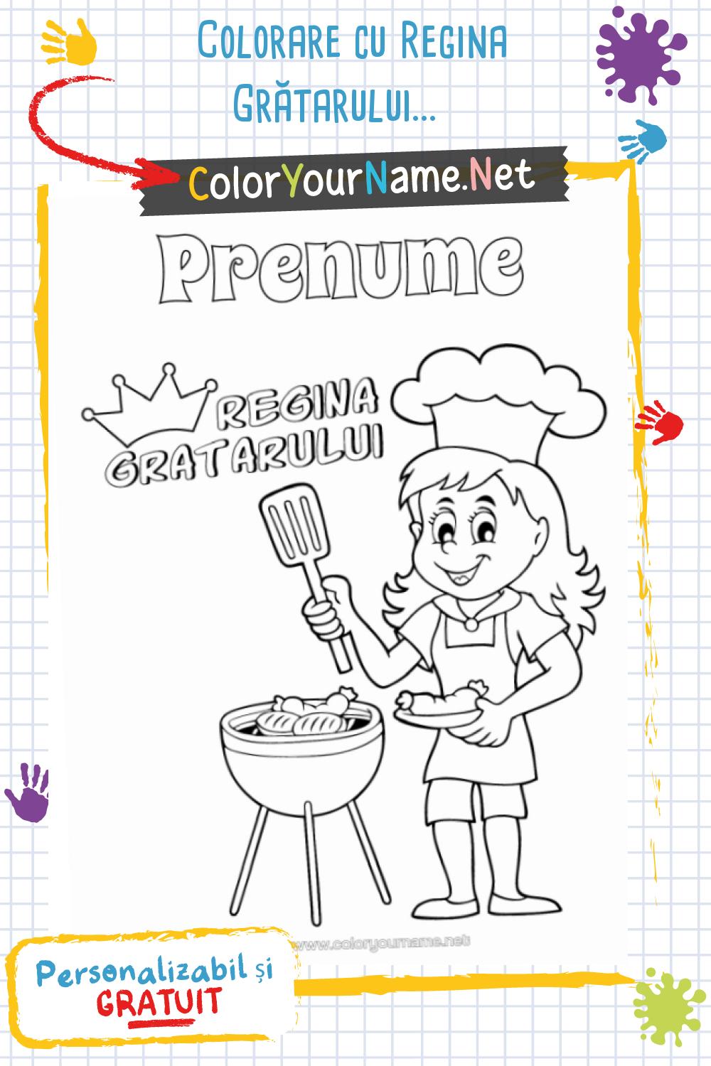 Colorare cu Regina Grătarului de personalizat - Ideal pentru bucătarii BBQ!