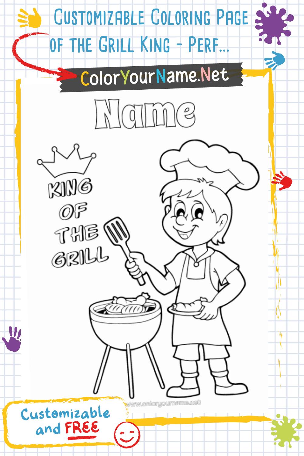 Customizable Coloring Page of the Grill King - Perfect for BBQ Chefs!
