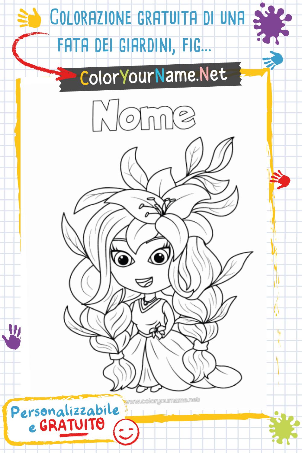Colorazione gratuita di una fata dei giardini, figlia dei fiori