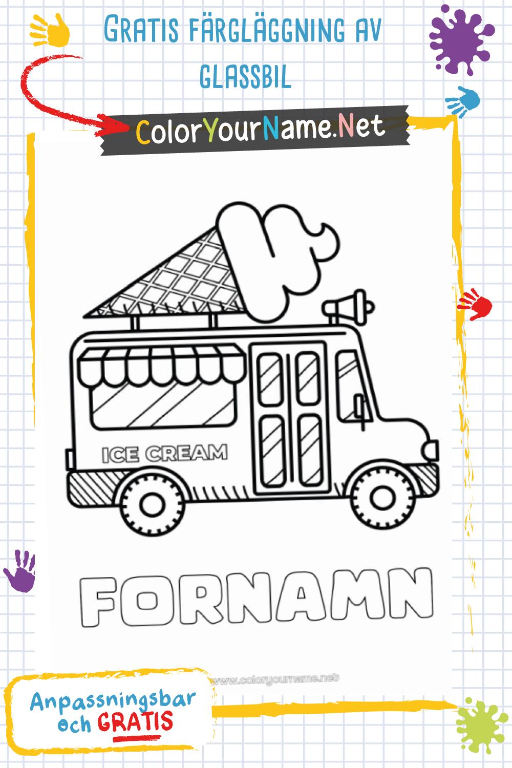 Gratis färgläggning av glassbil