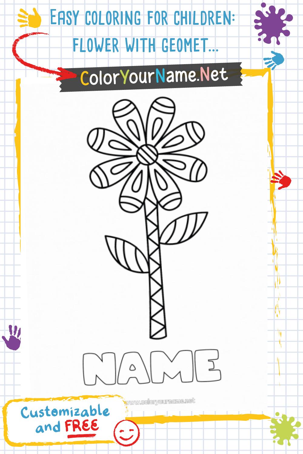 Easy coloring for children: flower with geometric patterns