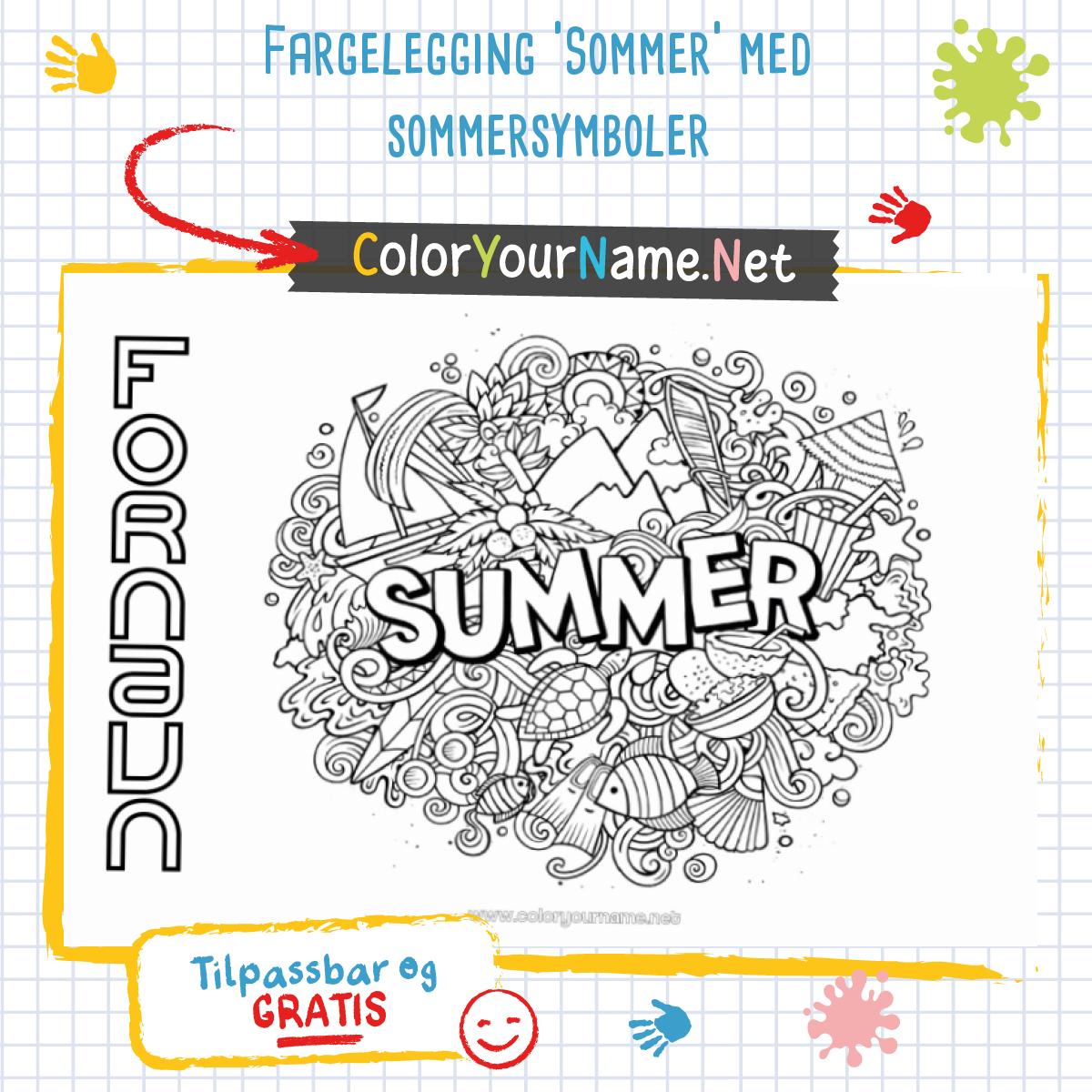 Fargelegging 'Sommer' med sommersymboler