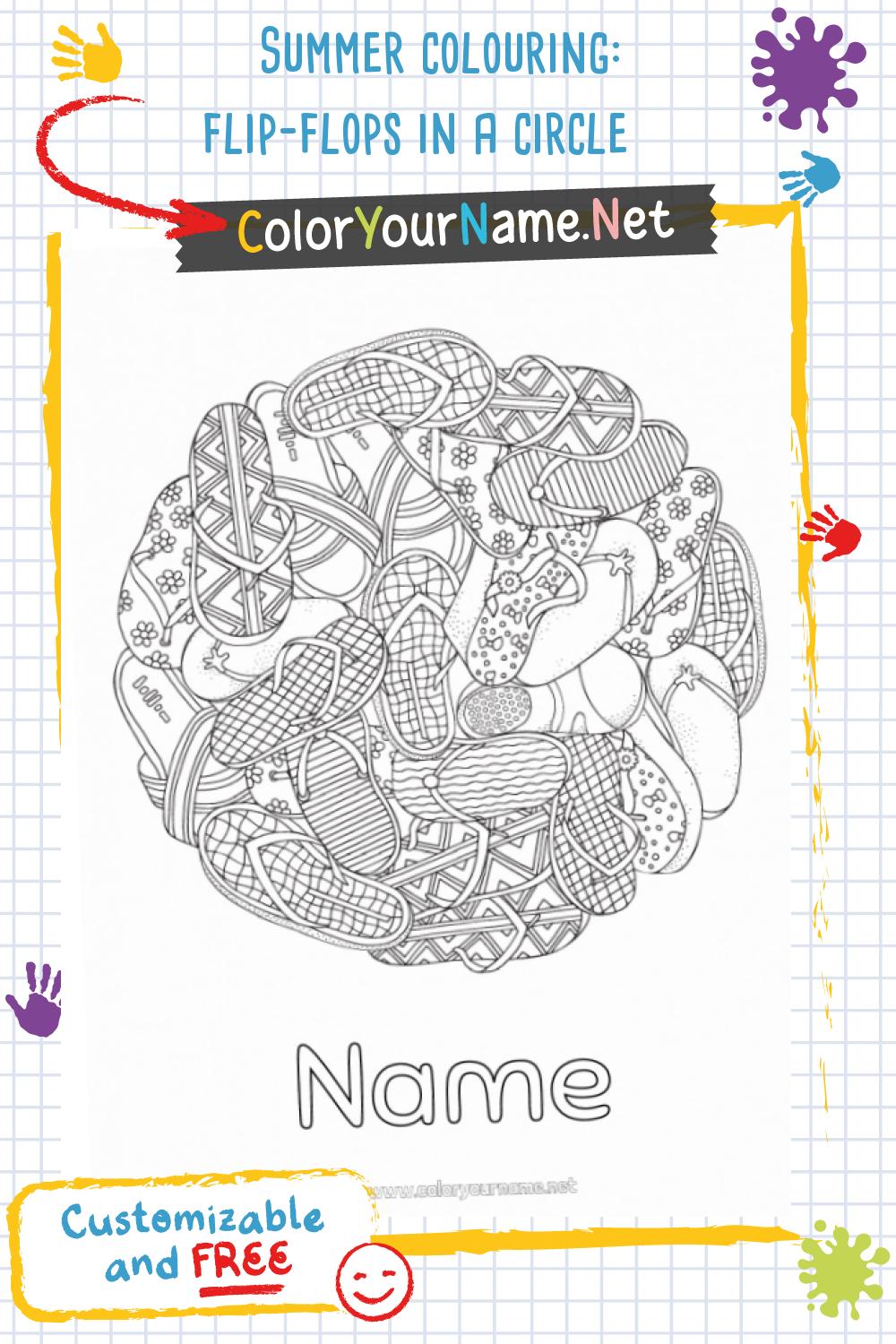 Summer colouring: flip-flops in a circle
