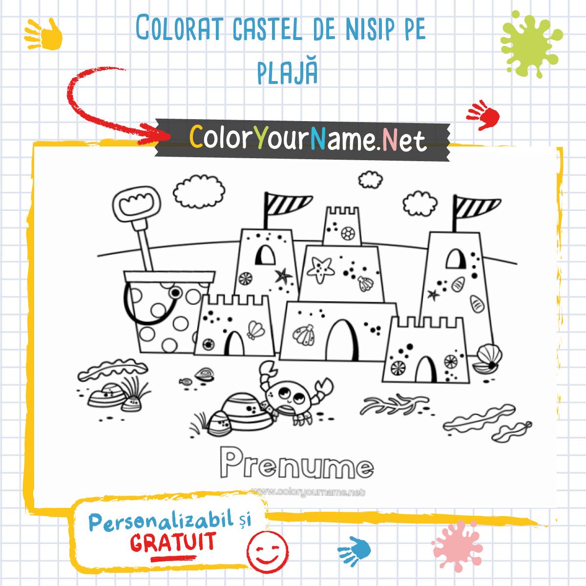 Colorat castel de nisip pe plajă