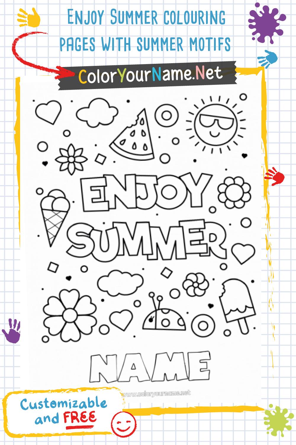 Enjoy Summer colouring pages with summer motifs