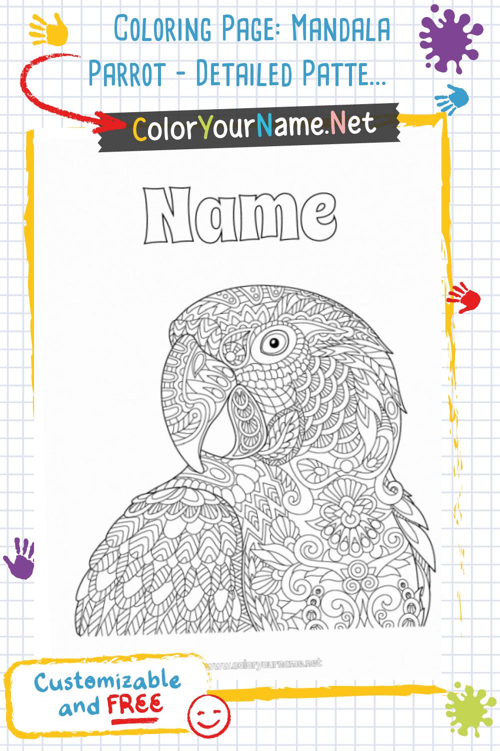 Coloring Page: Mandala Parrot - Detailed Patterns for Adults