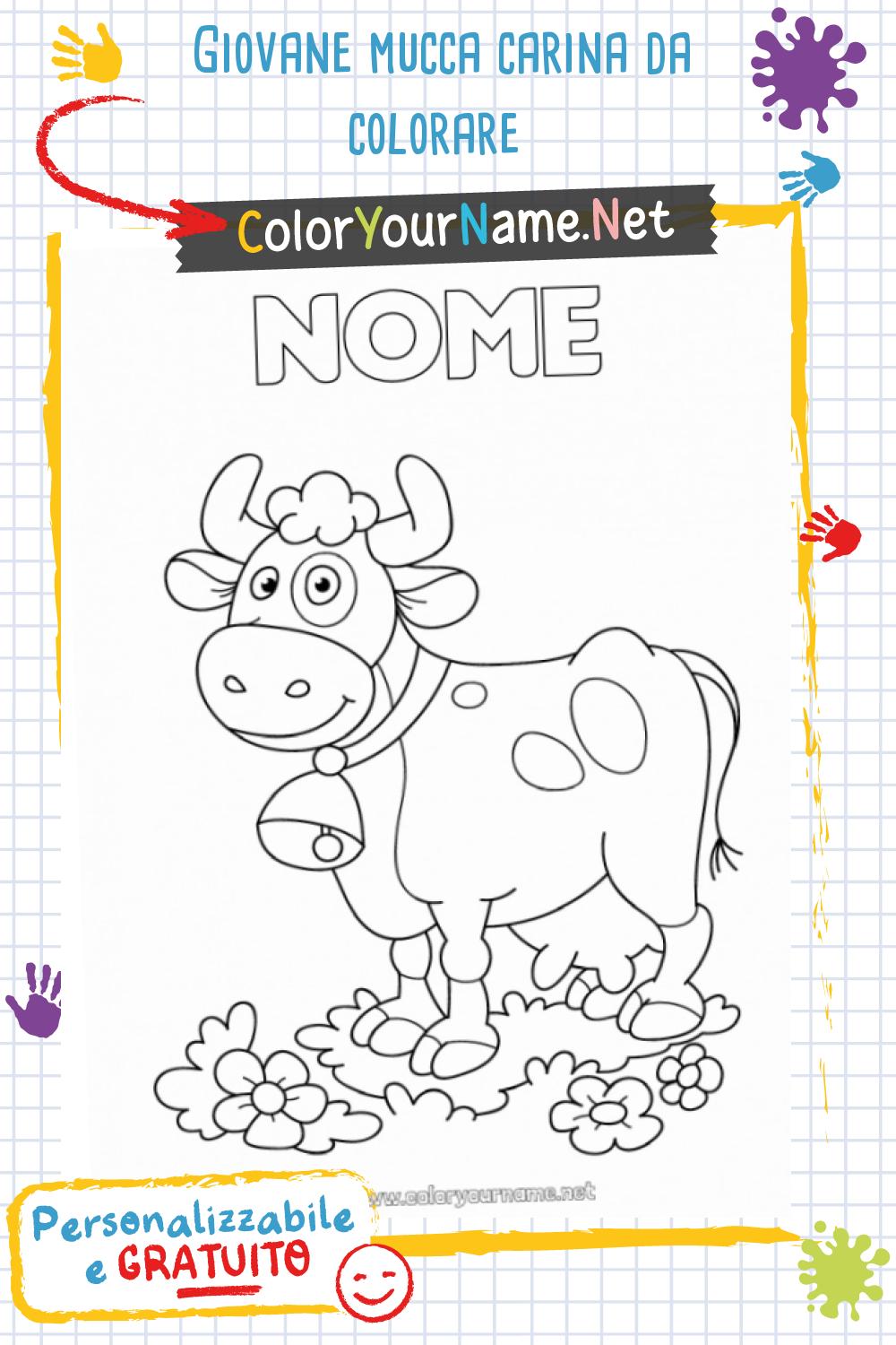 Giovane mucca carina da colorare