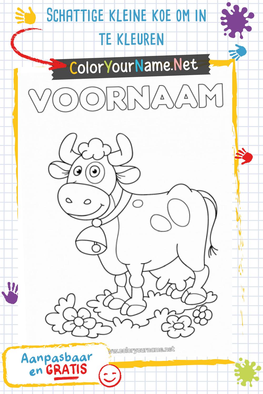 Schattige kleine koe om in te kleuren