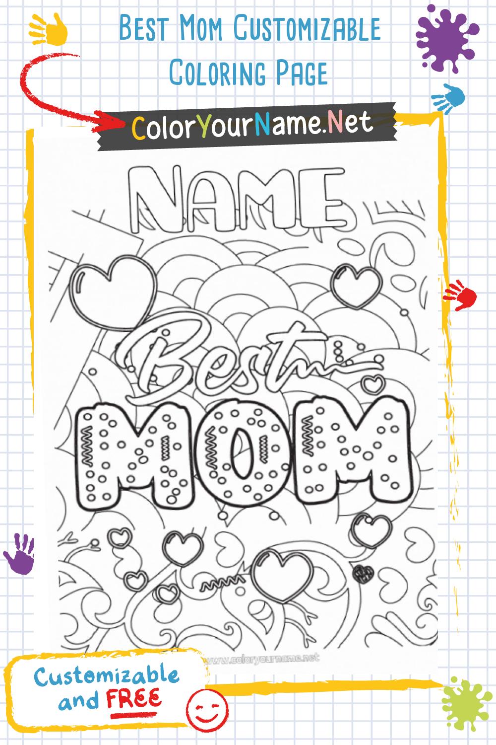 Best Mom Customizable Coloring Page