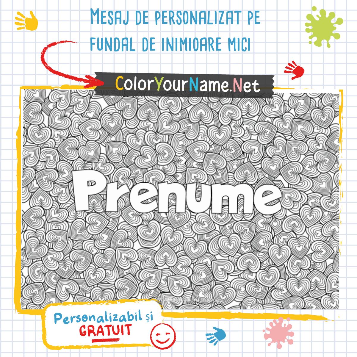 Mesaj de personalizat pe fundal de inimioare mici