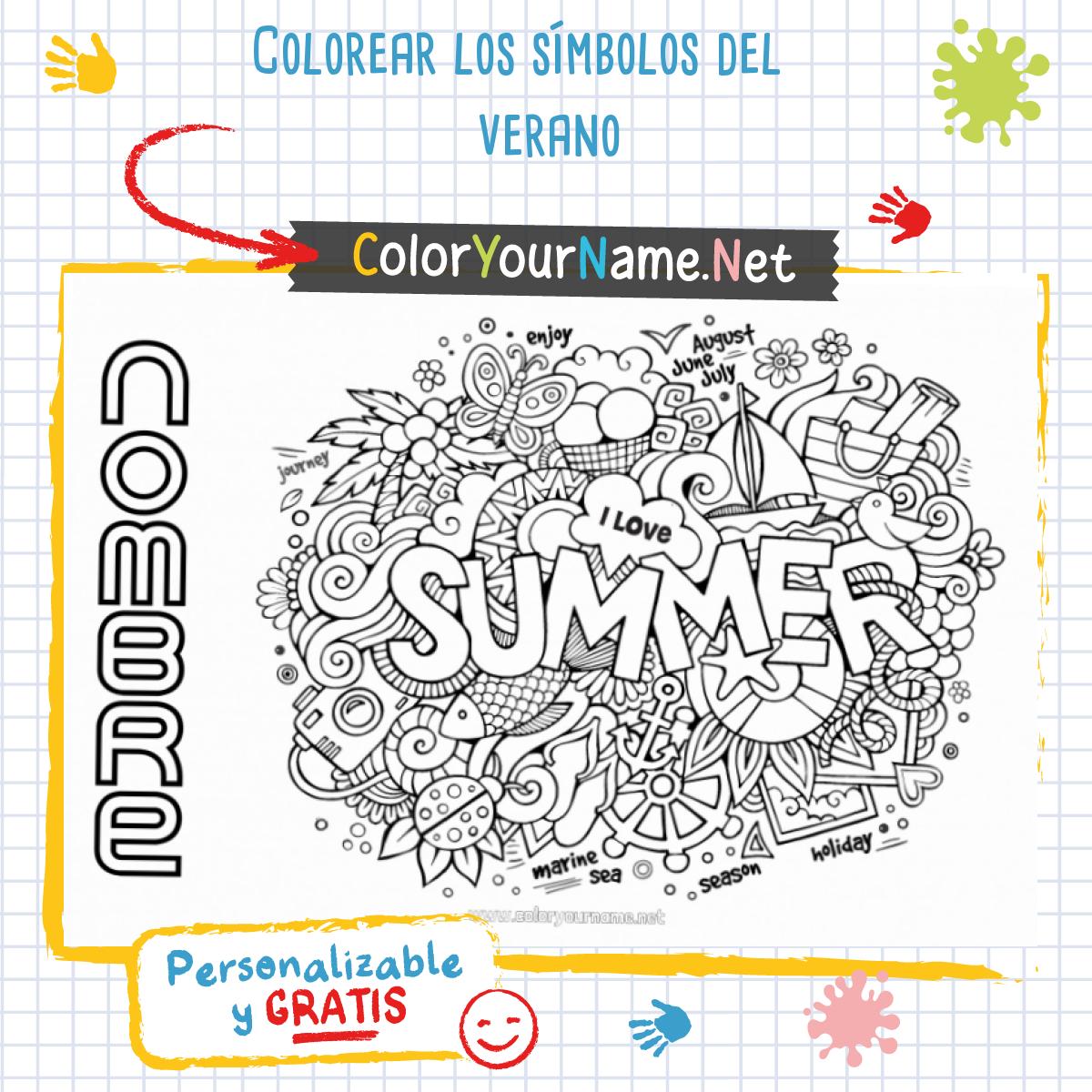 Colorear los símbolos del verano