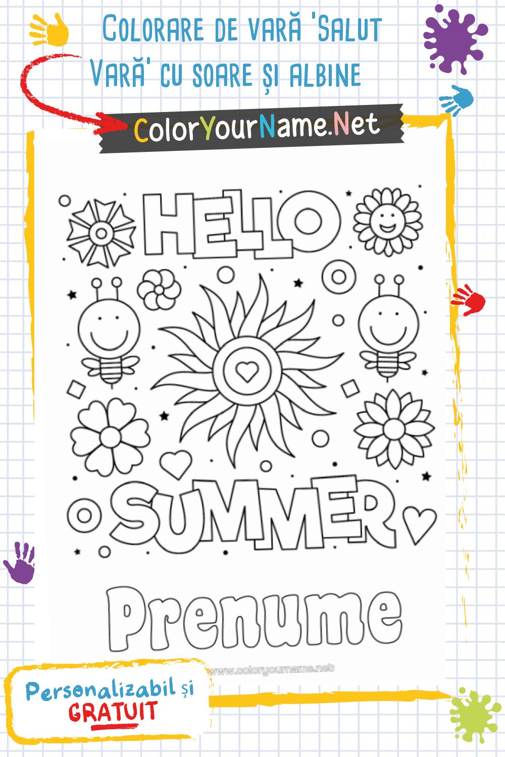 Colorare de vară 'Salut Vară' cu soare și albine