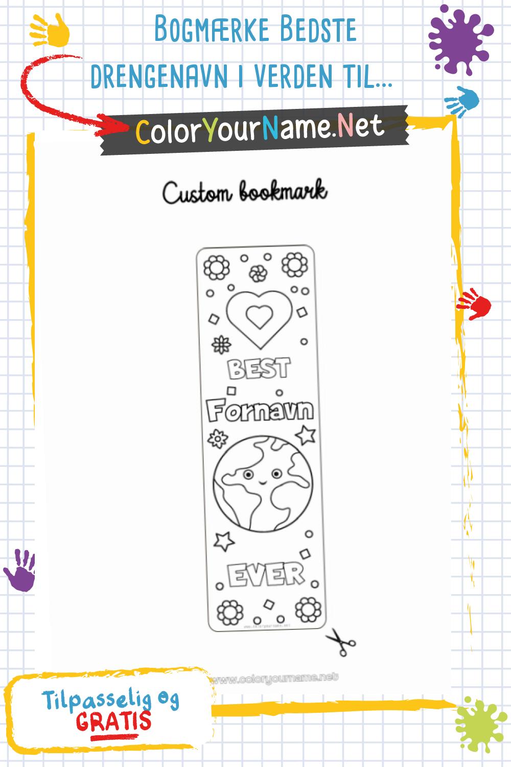 Bogmærke Bedste drengenavn i verden til at tilpasse og give som gave