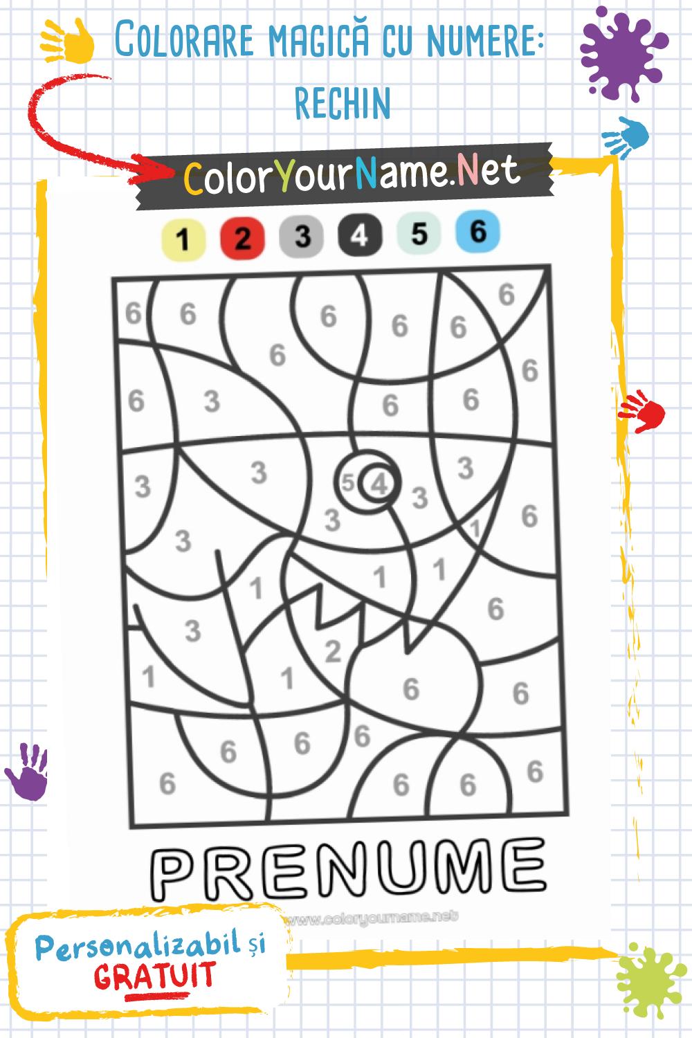 Colorare magică cu numere: rechin