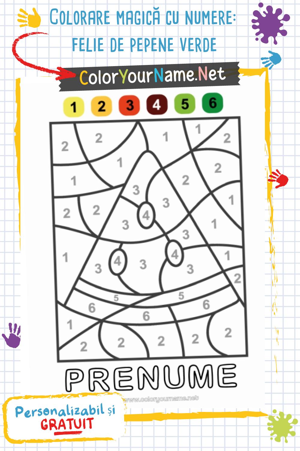 Colorare magică cu numere: felie de pepene verde