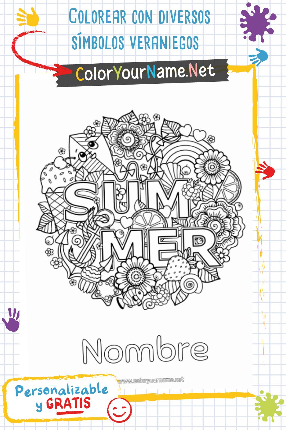 Colorear con diversos símbolos veraniegos