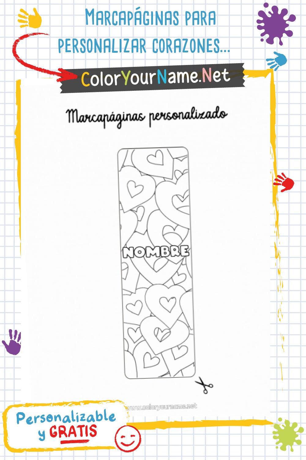 Marcapáginas para personalizar corazones en relieve