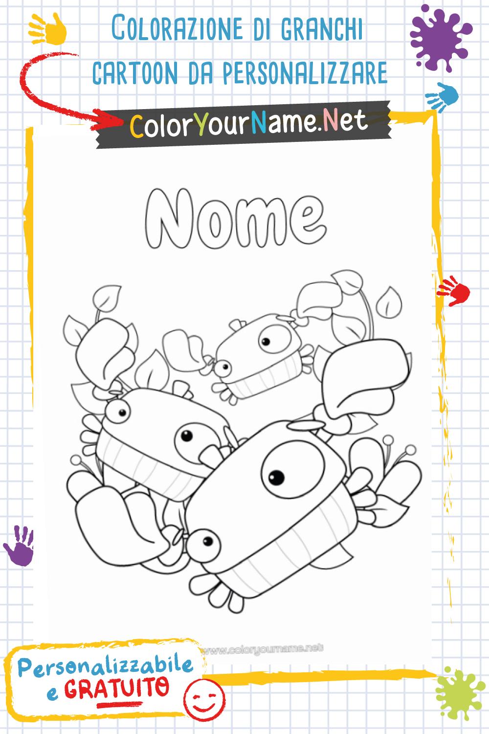 Colorazione di granchi cartoon da personalizzare