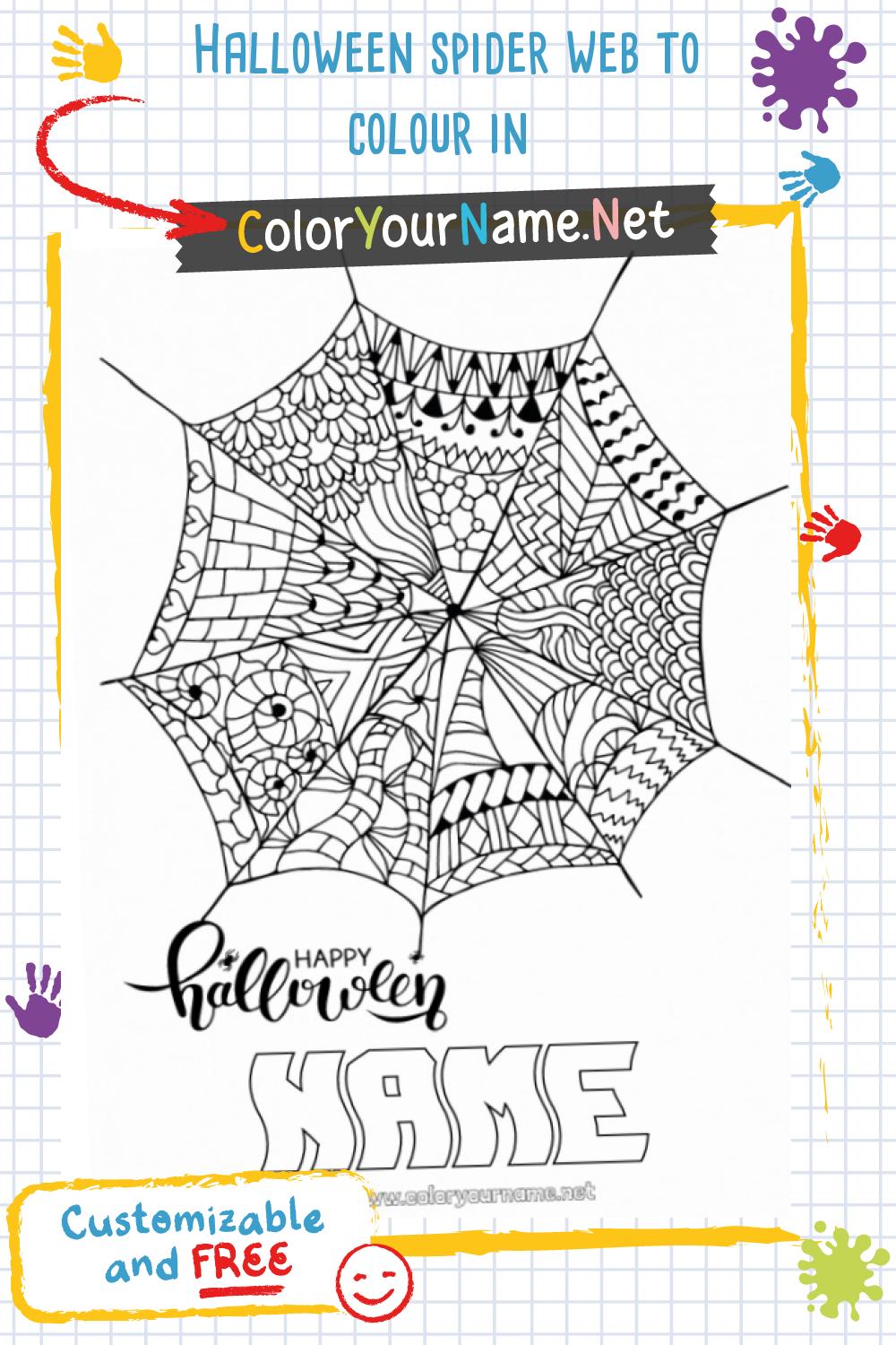 Halloween spider web to colour in