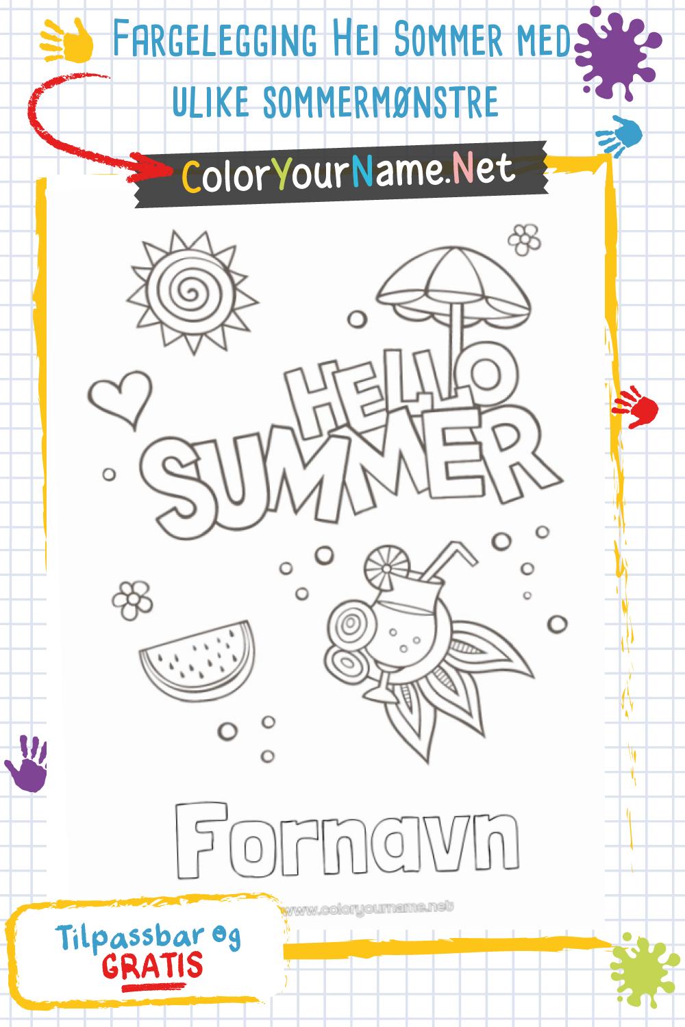 Fargelegging Hei Sommer med ulike sommermønstre