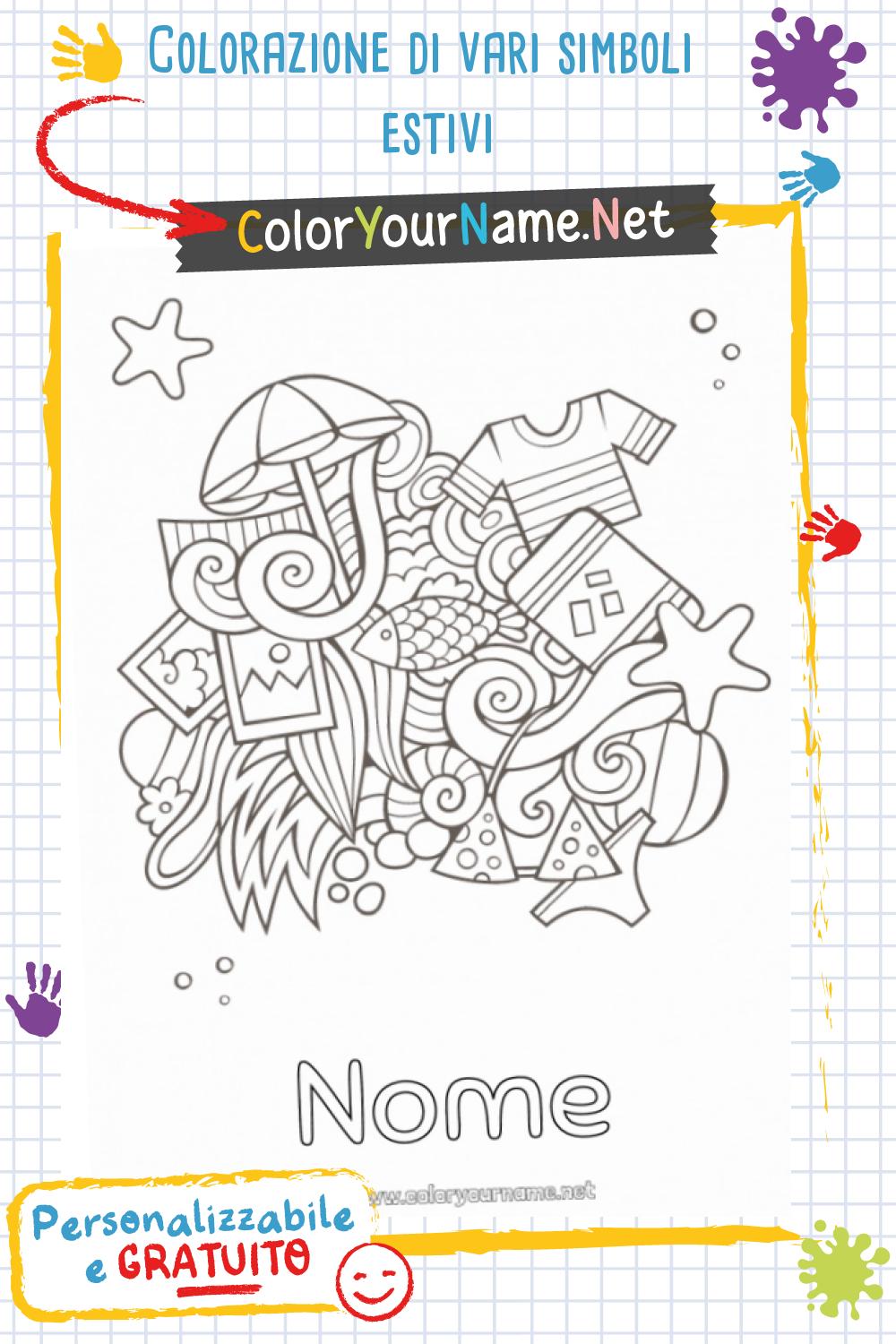 Colorazione di vari simboli estivi