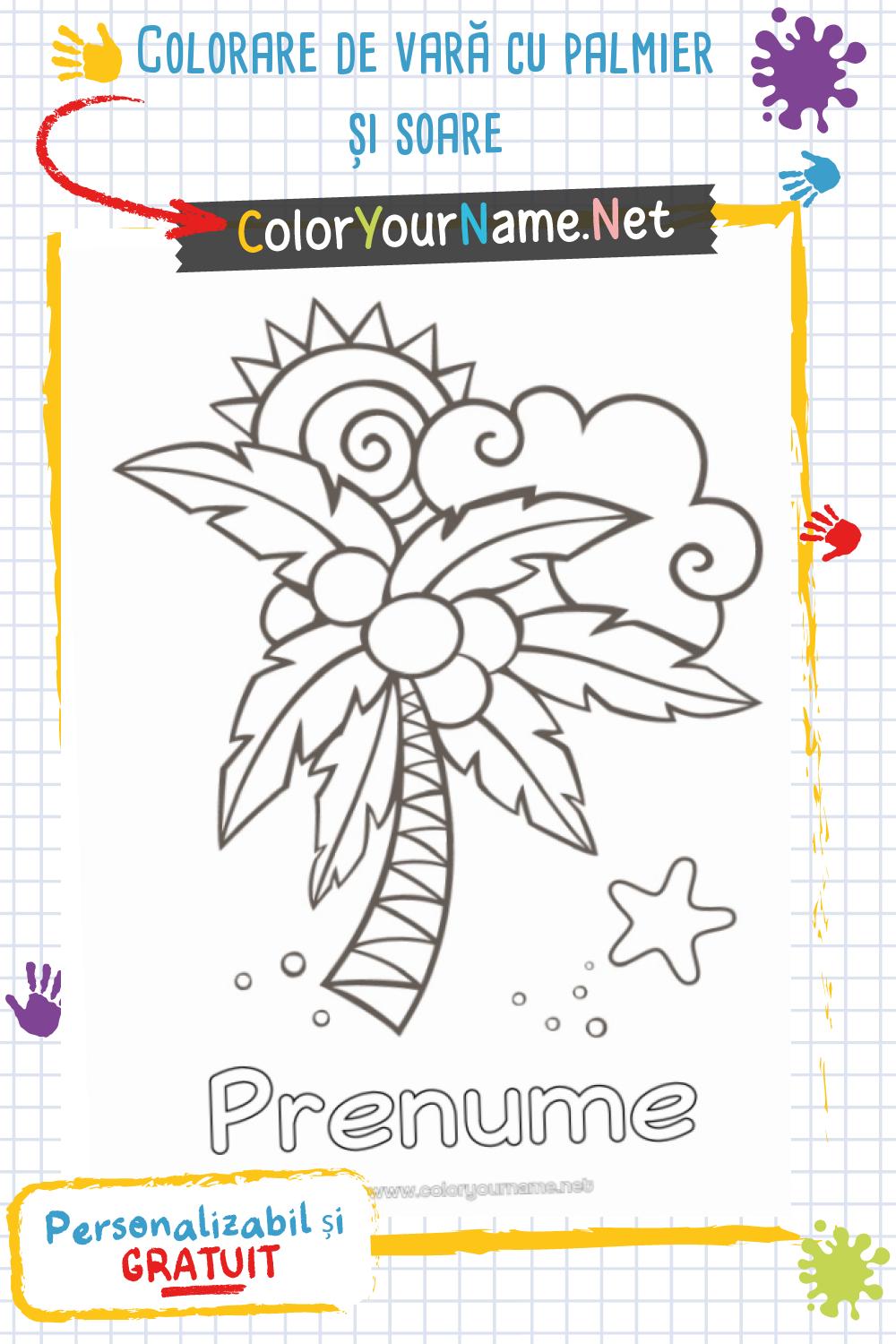 Colorare de vară cu palmier și soare