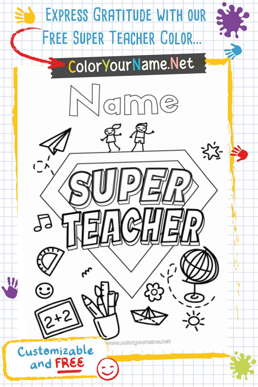 Express Gratitude with our Free Super Teacher Coloring Page ...
