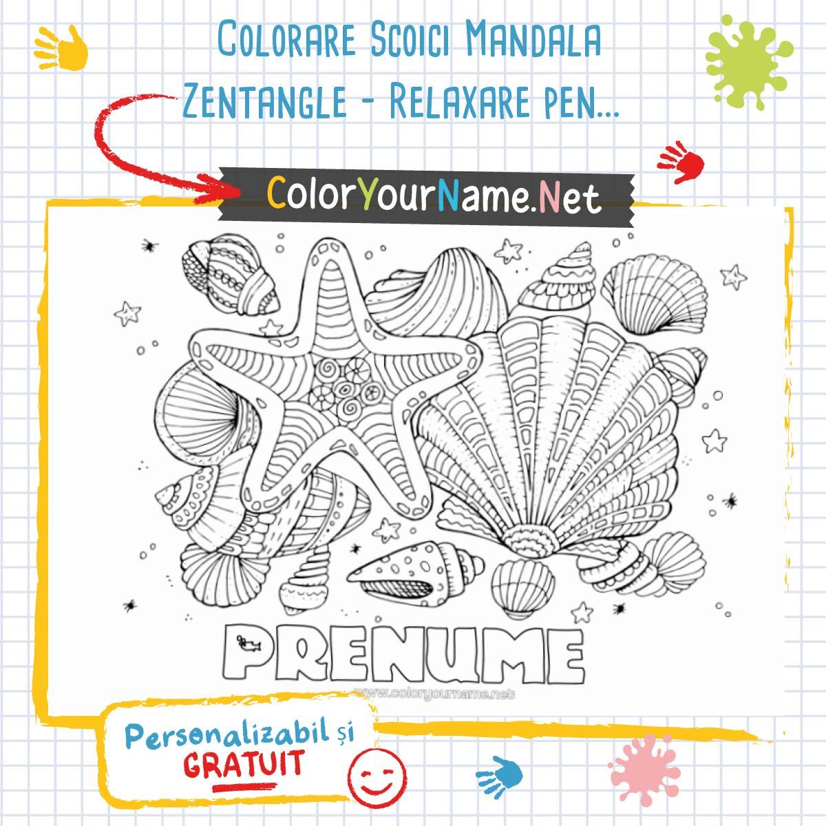 Colorare Scoici Mandala Zentangle - Relaxare pentru adulți