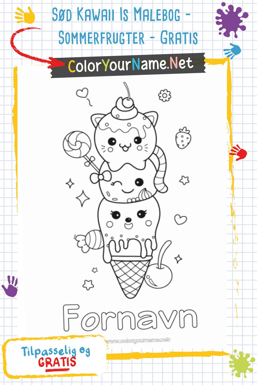 Sød Kawaii Is Malebog - Sommerfrugter - Gratis