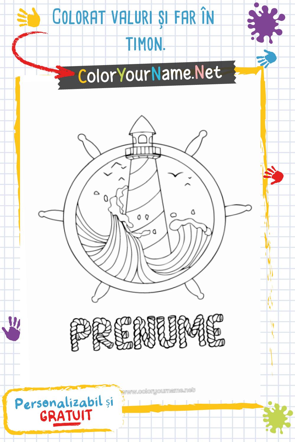 Colorat valuri și far în timon.