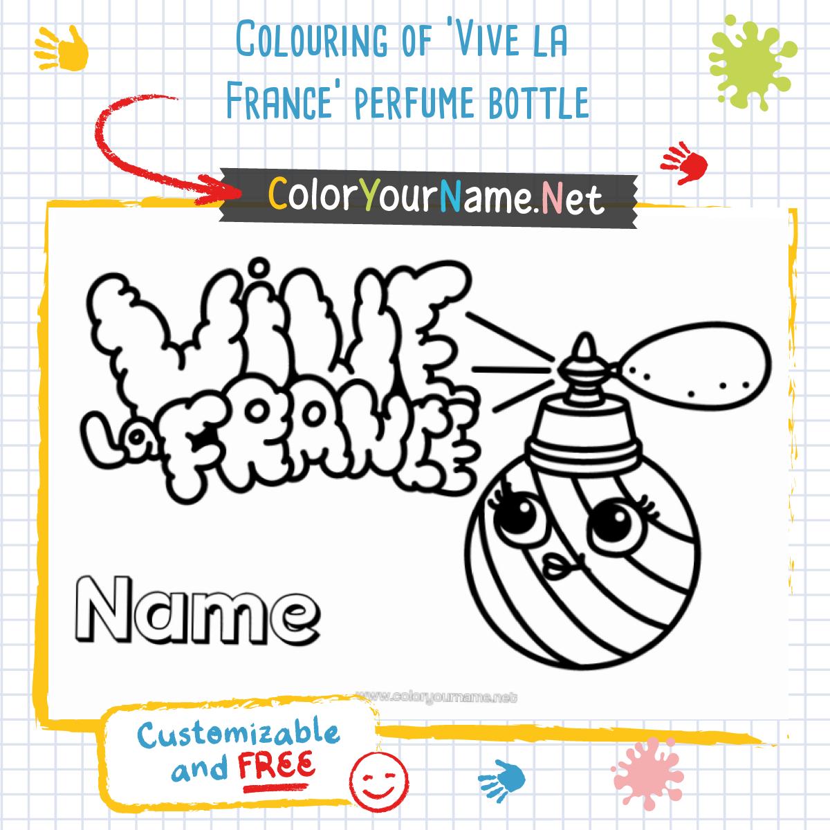 Colouring of 'Vive la France' perfume bottle