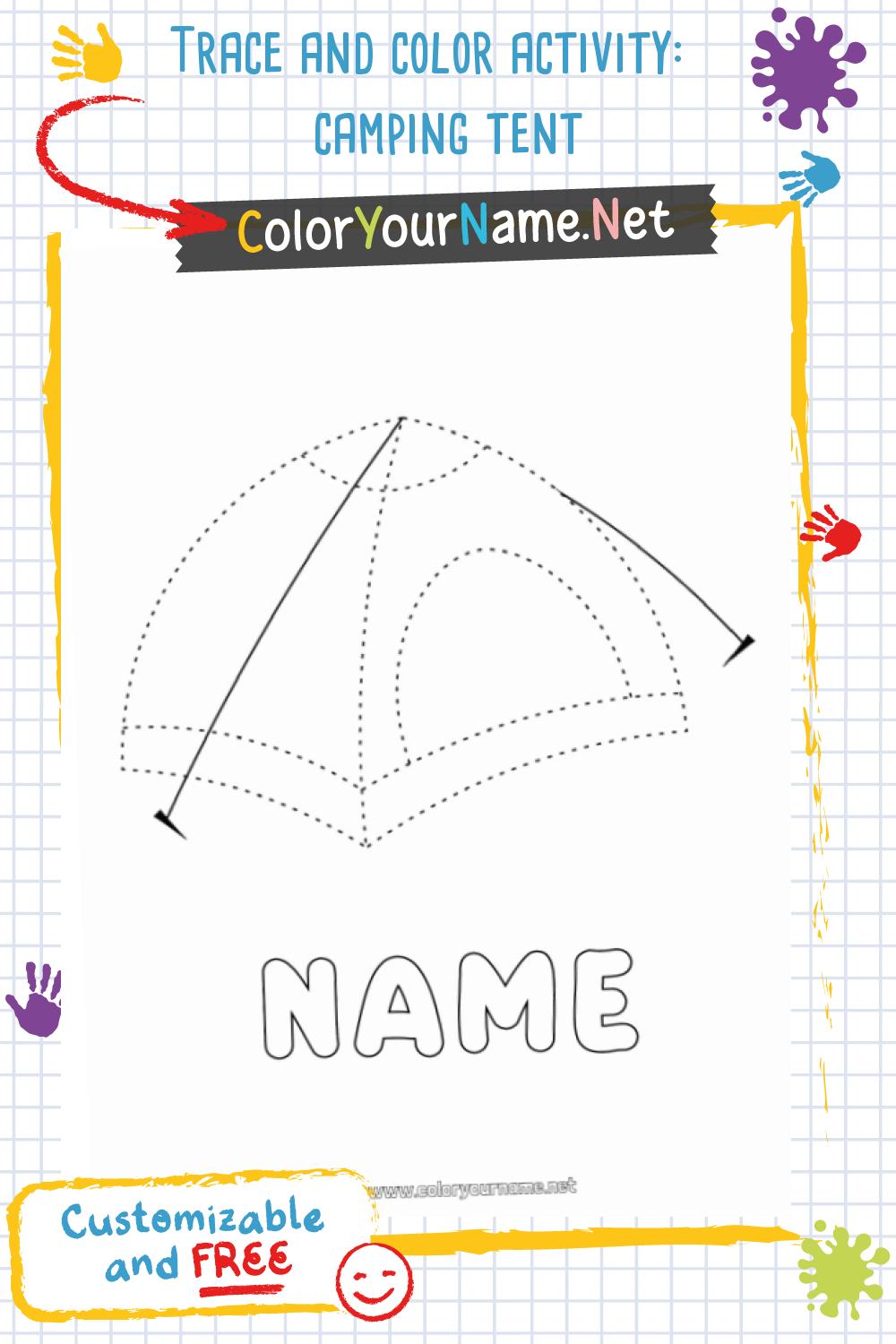Trace and color activity: camping tent