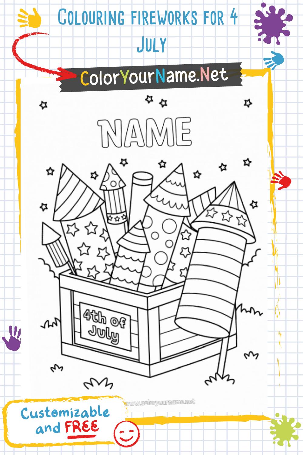 Colouring fireworks for 4 July