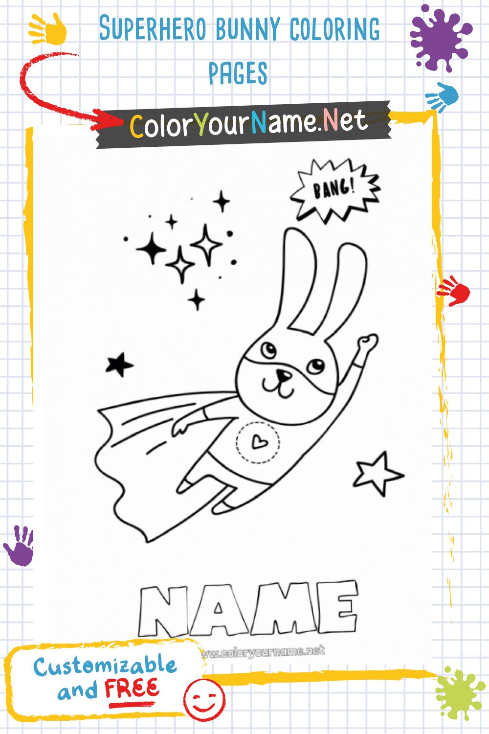 Superhero bunny coloring pages