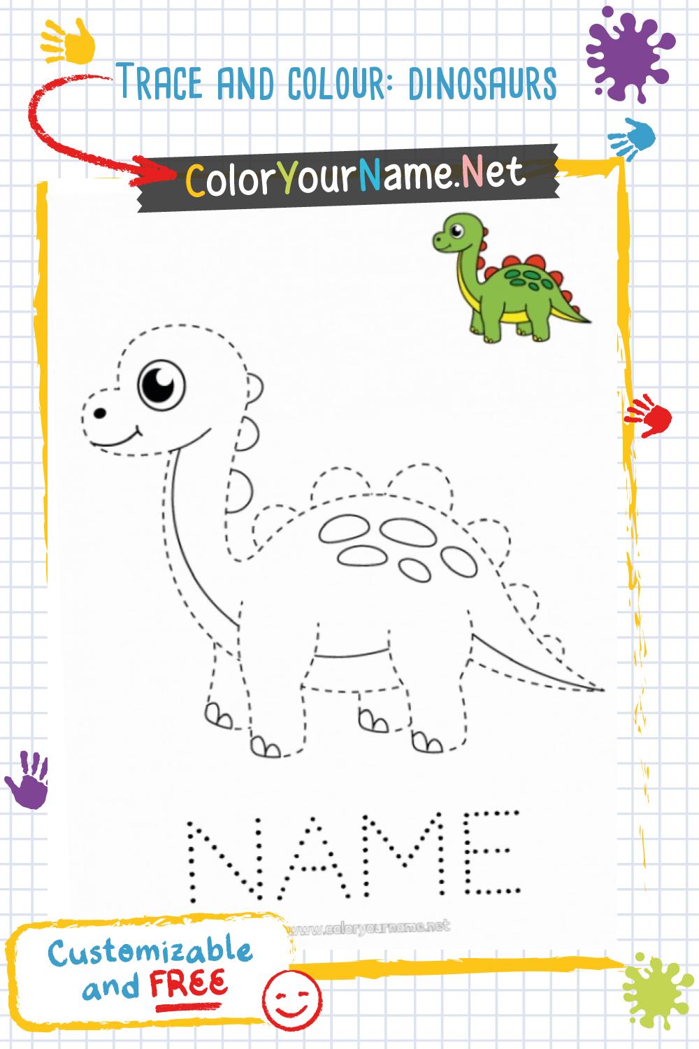 Trace and colour: dinosaurs