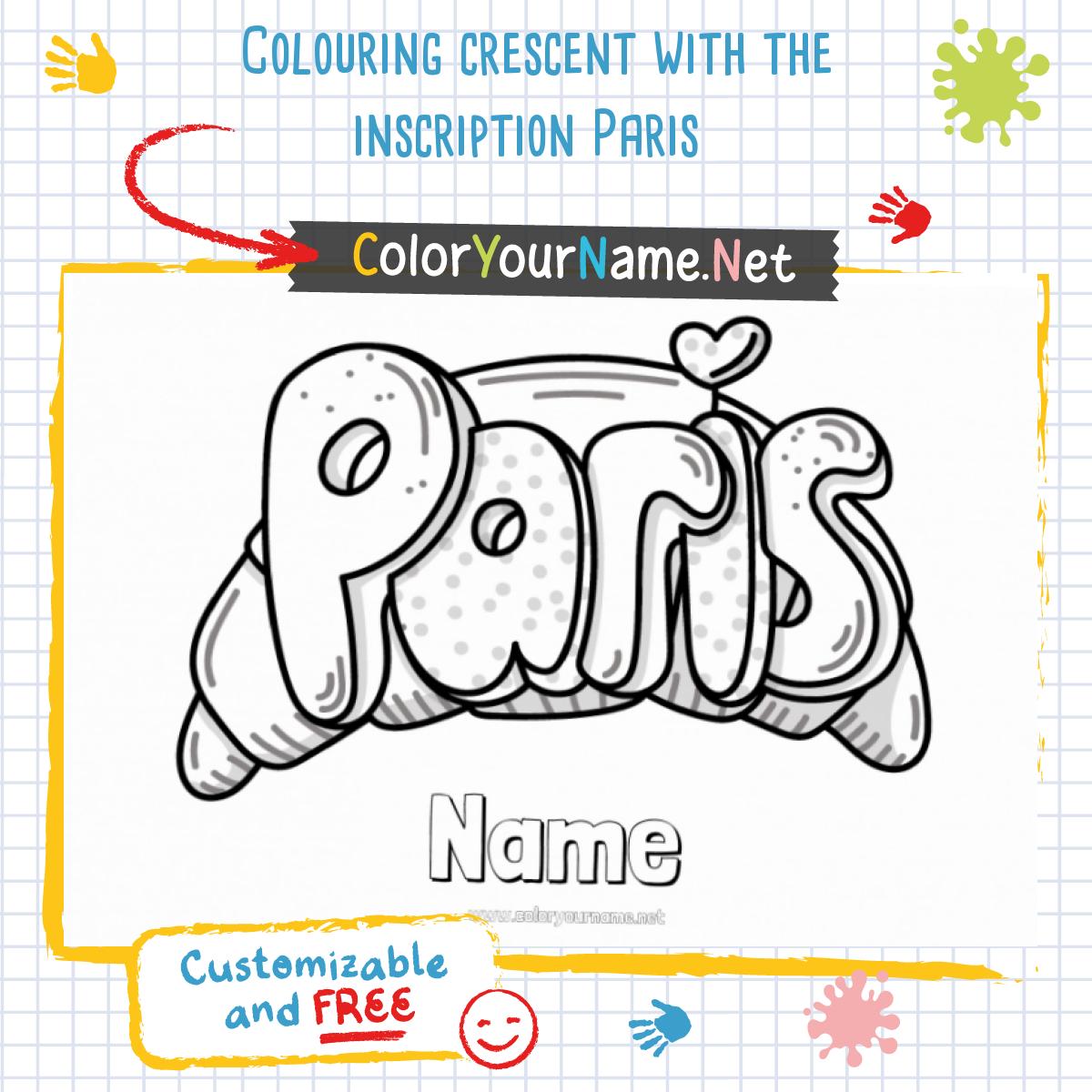 Colouring crescent with the inscription Paris