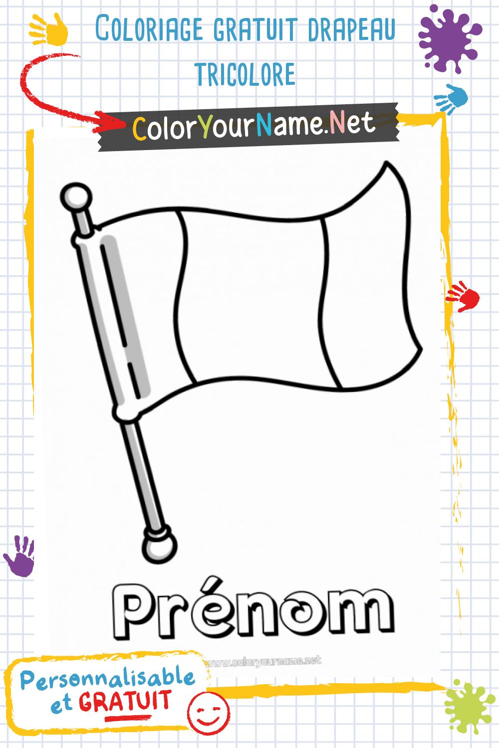 Coloriage gratuit drapeau tricolore