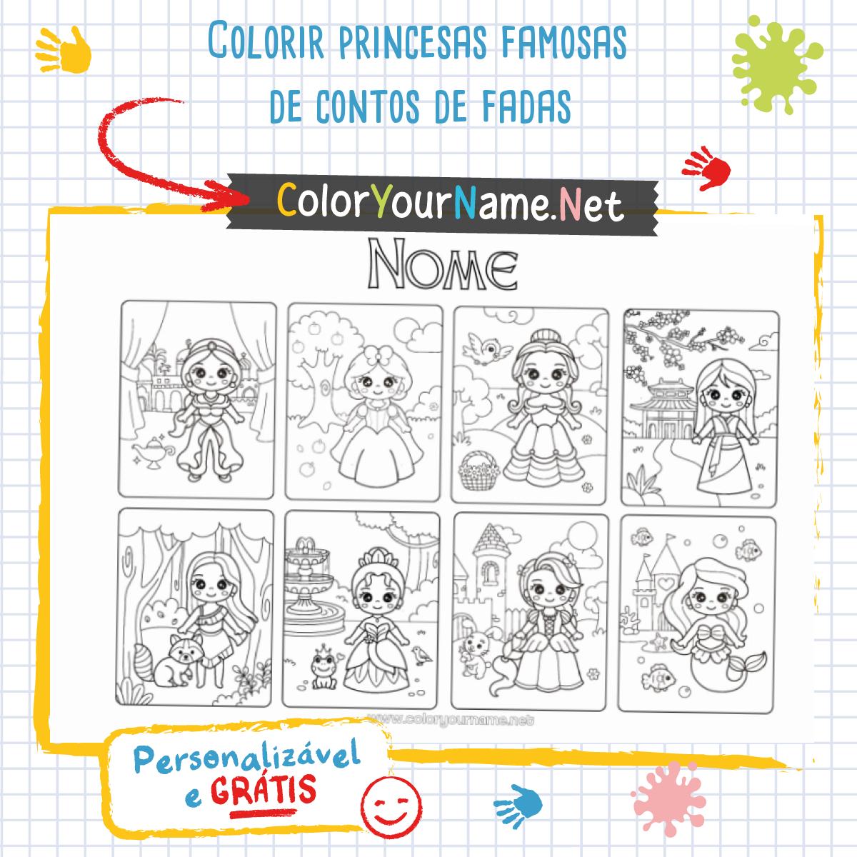 Colorir princesas famosas de contos de fadas