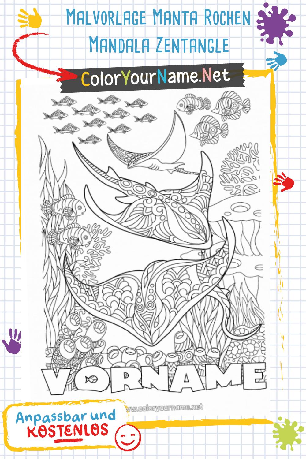 Malvorlage Manta Rochen Mandala Zentangle
