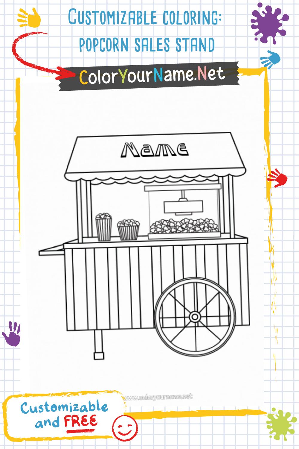 Customizable coloring: popcorn sales stand